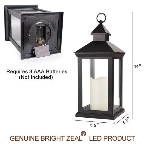 BEACHWATER POOL & SPA, LLC 2-Pack 14" Decorative Candle Lantern Black Outdoor Lanterns With ...